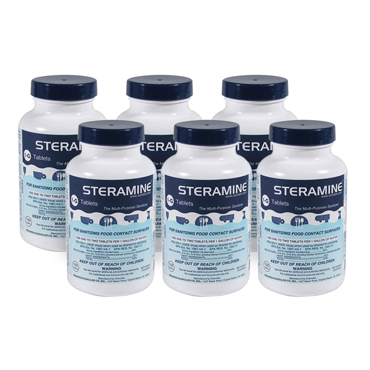 Steramine™ 1-G Concentrated Sanitizing Tablets (150 Count Bottles ...