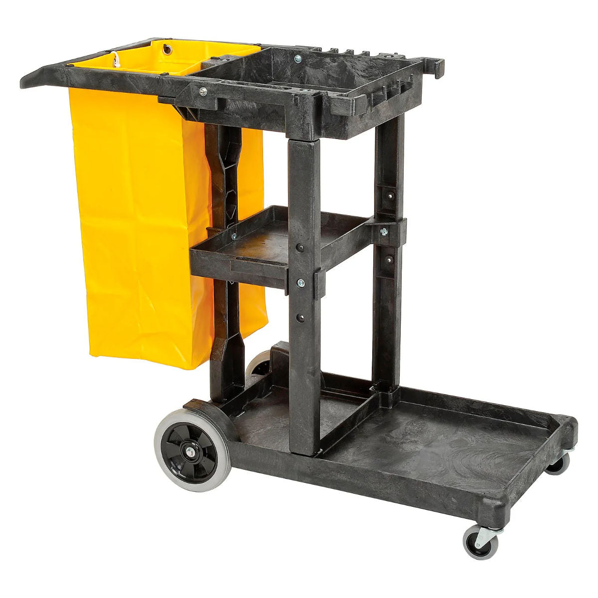 Impact® 3-Shelf Janitorial & Cleaning Cart w/ 25 Gallon Yellow Vinyl ...