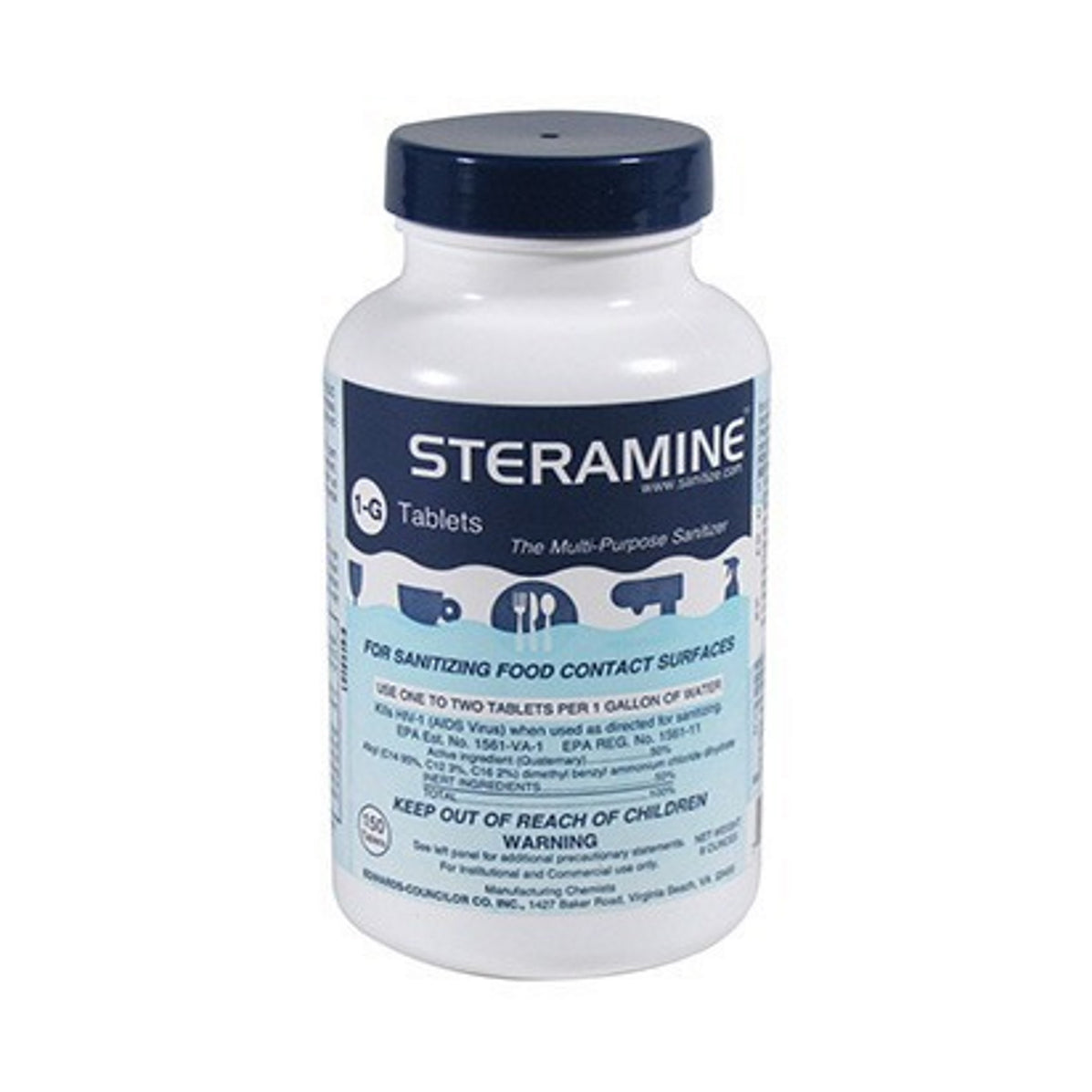 Steramine™ 1-G Concentrated Sanitizing Tablets (150 Count Bottles ...