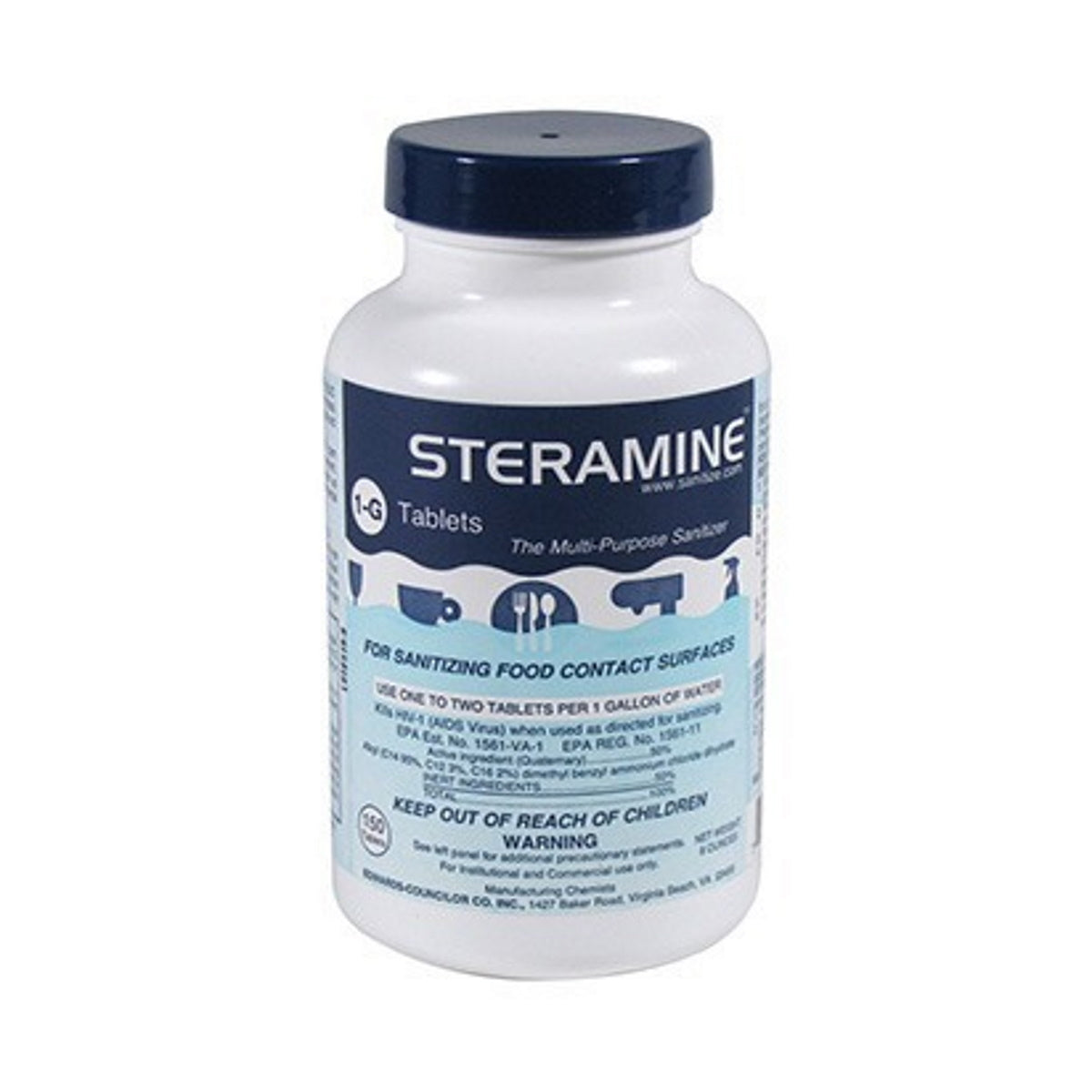 Steramine™ 1-G Concentrated Sanitizing Tablets (150 Count Bottles ...