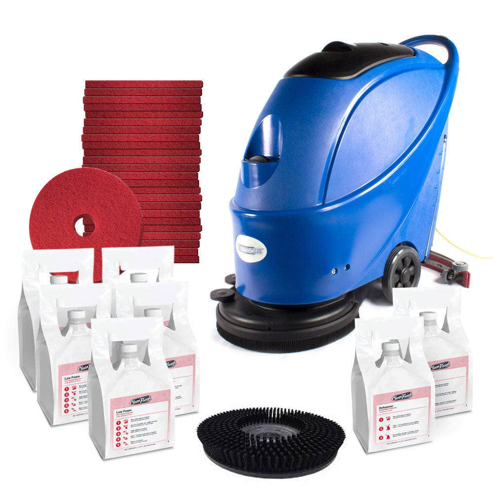 17" Electric Auto Scrubber Floor Cleaning Package w/ Brush, Pads ...