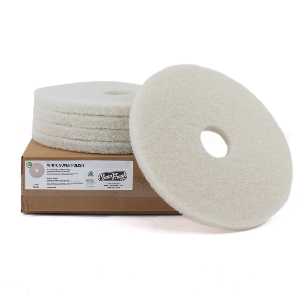 16" White Floor Buffing & Polishing Pads - Case of 5 — CleanFreak.com