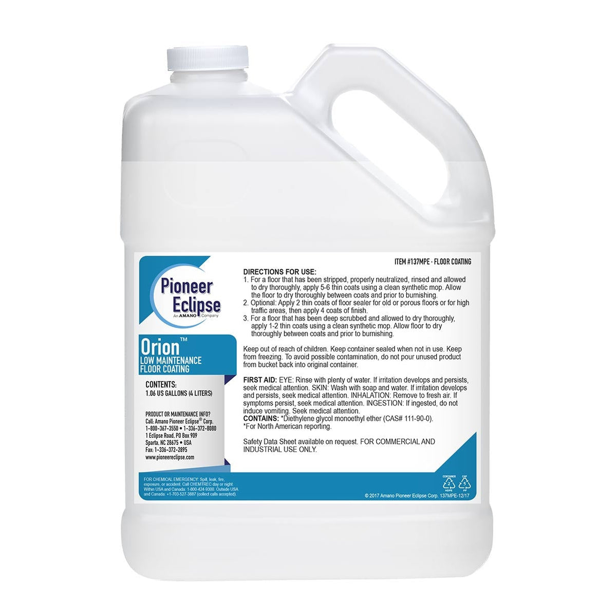 Pioneer Eclipse #137MP Orion™ Low Maintenance Floor Finish (1 Gallon Bottles) - Case of 4 ...