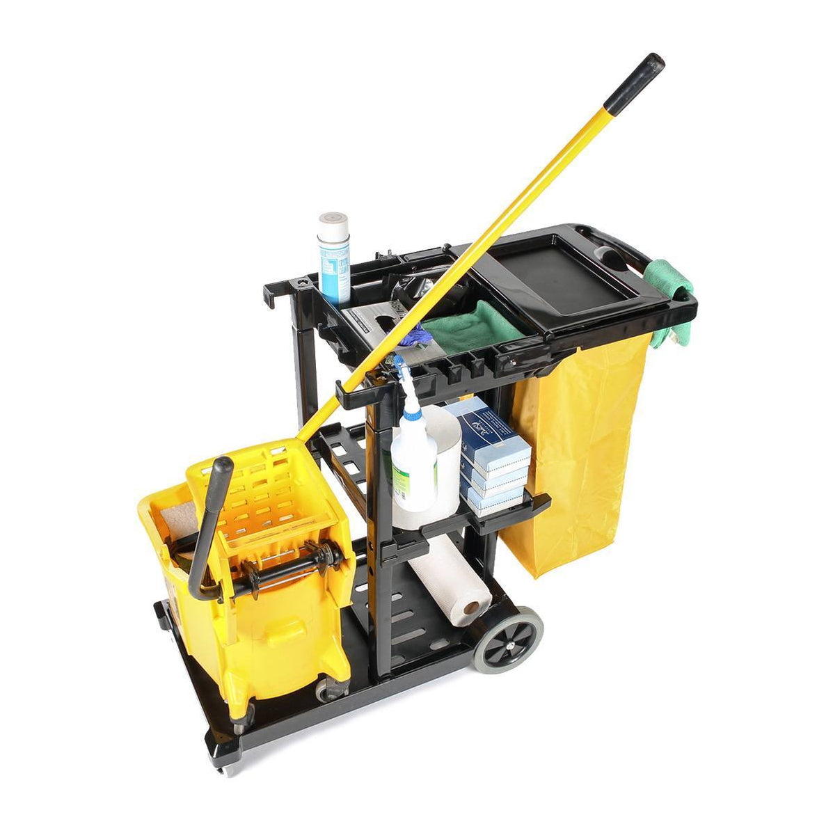 O'Cedar® 3 Shelf Janitor Cleaning Cart (#96980) - Black — CleanFreak.com