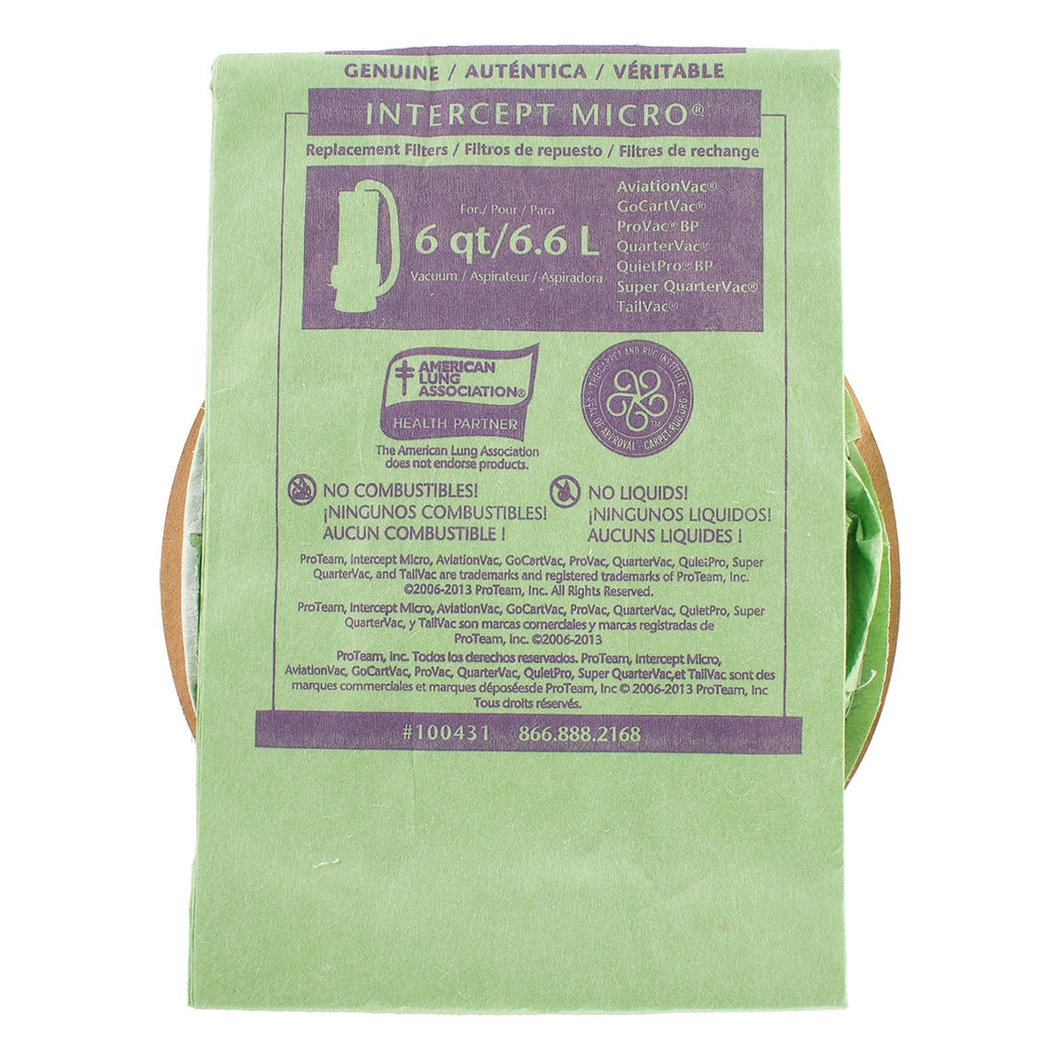 ProTeam® (#100431) Open Collar Intercept Micro Filter Bags - 6 Qt ...