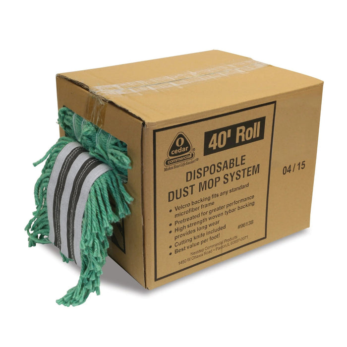 40' Roll of Green Disposable Dust Mops w/ Velcro Backing - Cut to ...