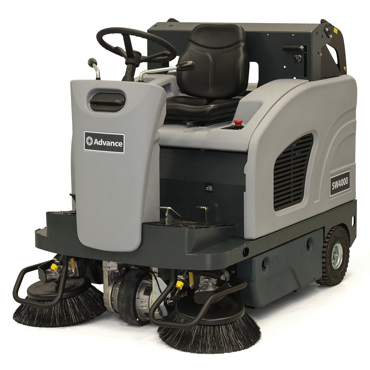 Industrial Ride On Sweepers: Gas & Battery Powered — CleanFreak.com