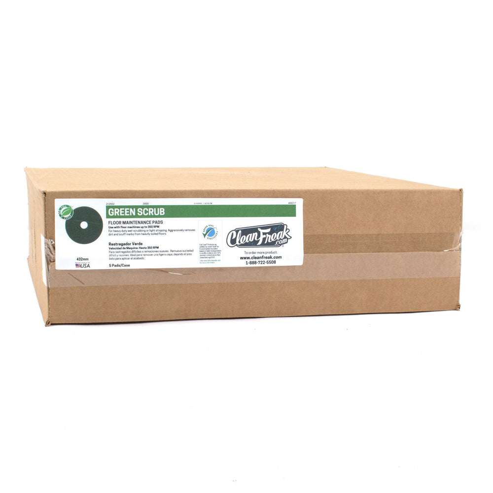 17" Green Deep Scrubbing Floor Buffer Pads - Case of 5 — CleanFreak.com