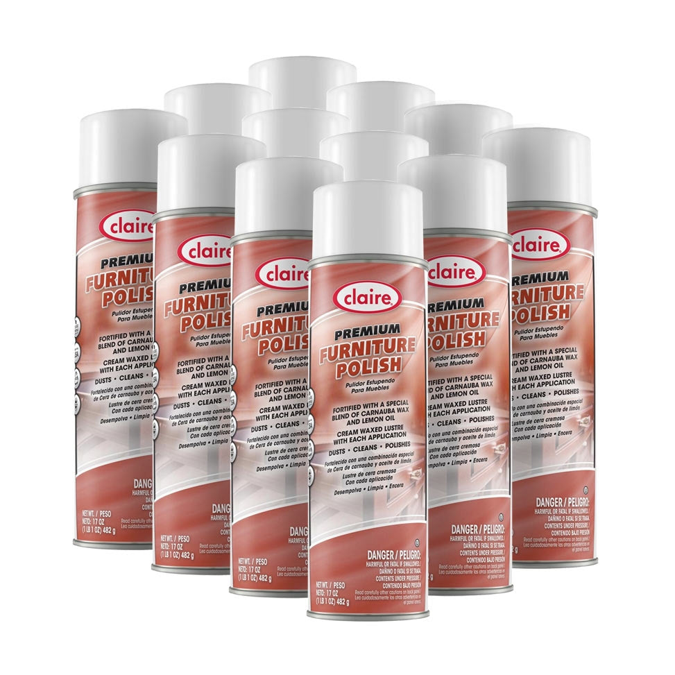 Claire® Gleme Premium Wood Furniture Polish (Lemon Scent) - Case of 12 ...