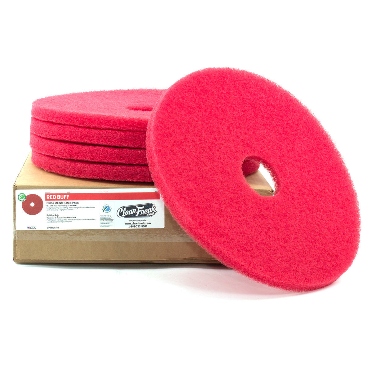 13" Red Commercial Floor Buffing Pads - Case of 5 — CleanFreak.com