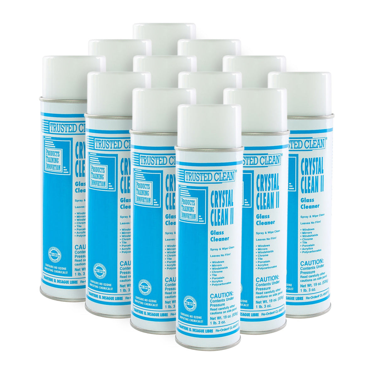 Trusted Clean 'Crystal Clean II' Aerosol Glass Cleaner - 12 Cans per ...