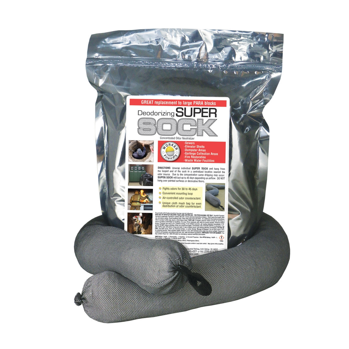 36" x 3" Nilodor® Deodorizing Super Sock (Original, Cherry or Citrus ...
