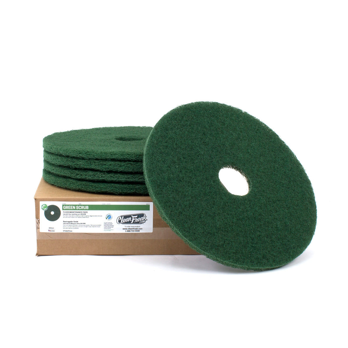 17" Green Deep Scrubbing Floor Buffer Pads - Case of 5 — CleanFreak.com