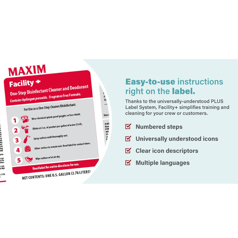 Maxim® Facility+™ One-Step Disinfectant Cleaner & Deodorant (32 oz, 64 ...