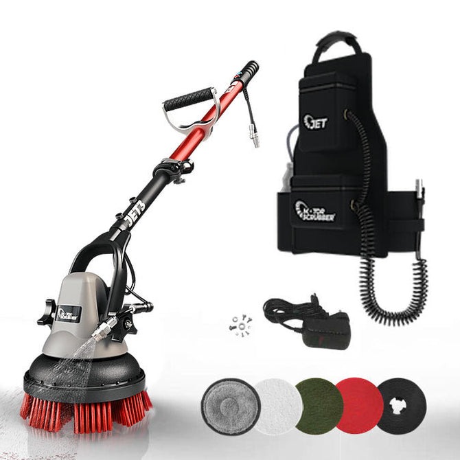 MotorScrubber Handheld 8" Portable Scrubbing Machine Starter Kit w/ 28 ...