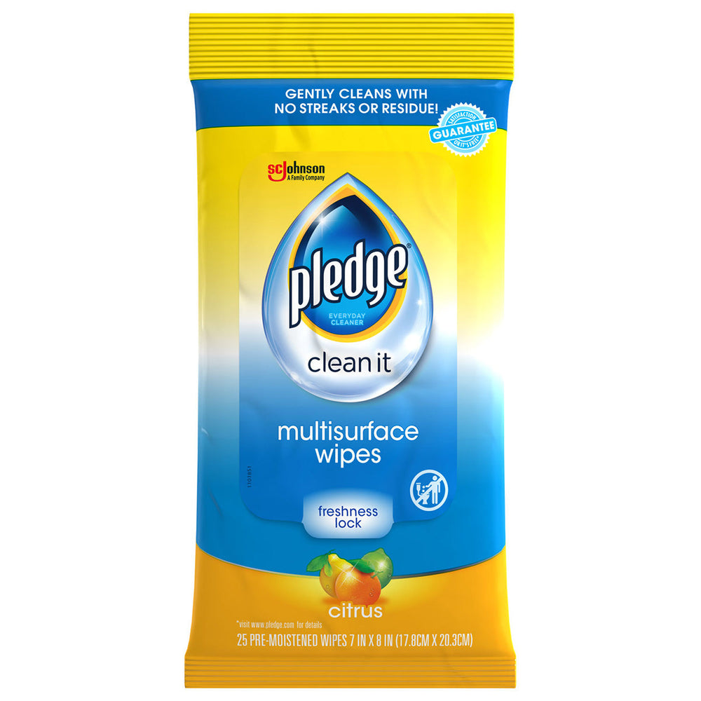 Pledge® Clean It Citrus Scent Multisurface Cleaner Wet Wipes (7" x 10 ...