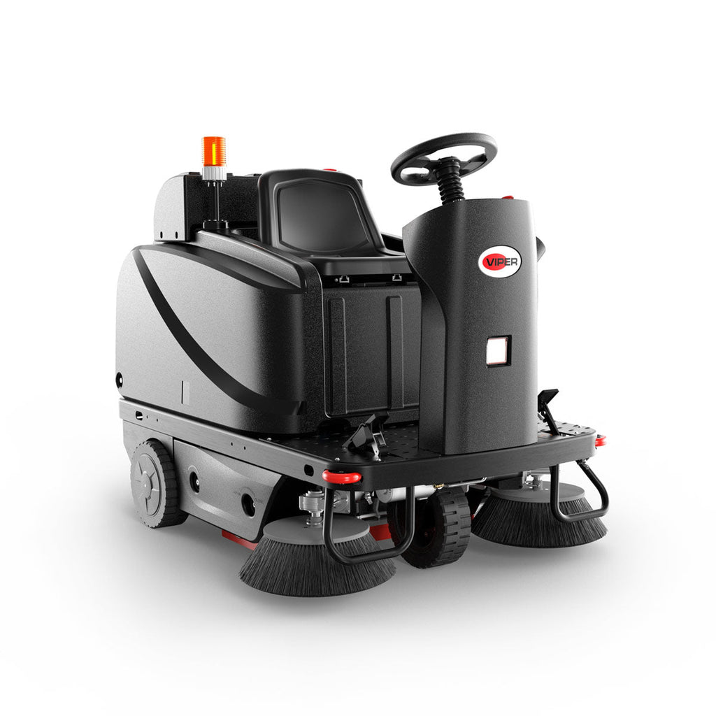 Industrial Ride On Sweepers: Gas & Battery Powered — CleanFreak.com