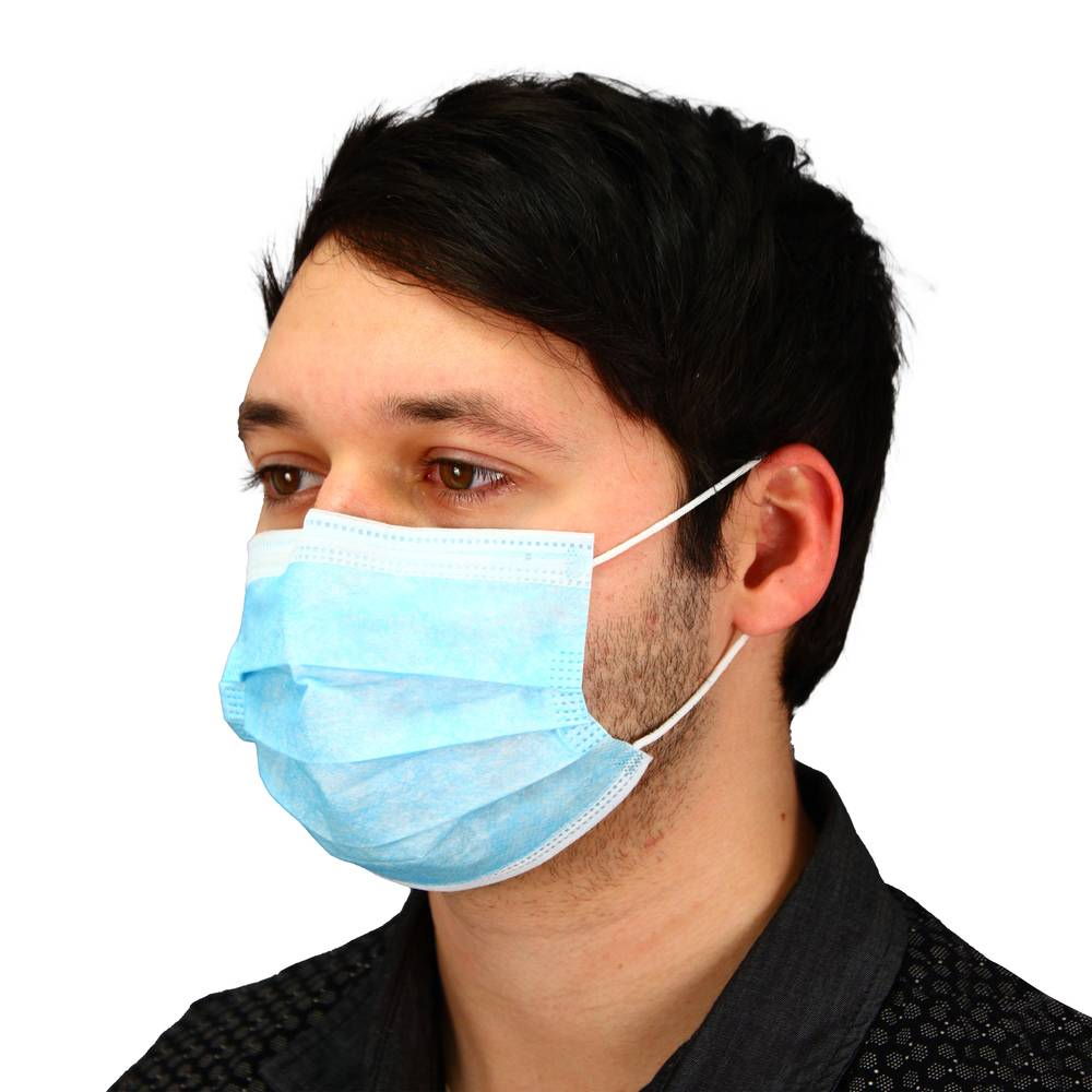 Safety Zone® Blue 3-Ply Disposable Face Masks w/ Ear Loops (#MFB-3-EL ...