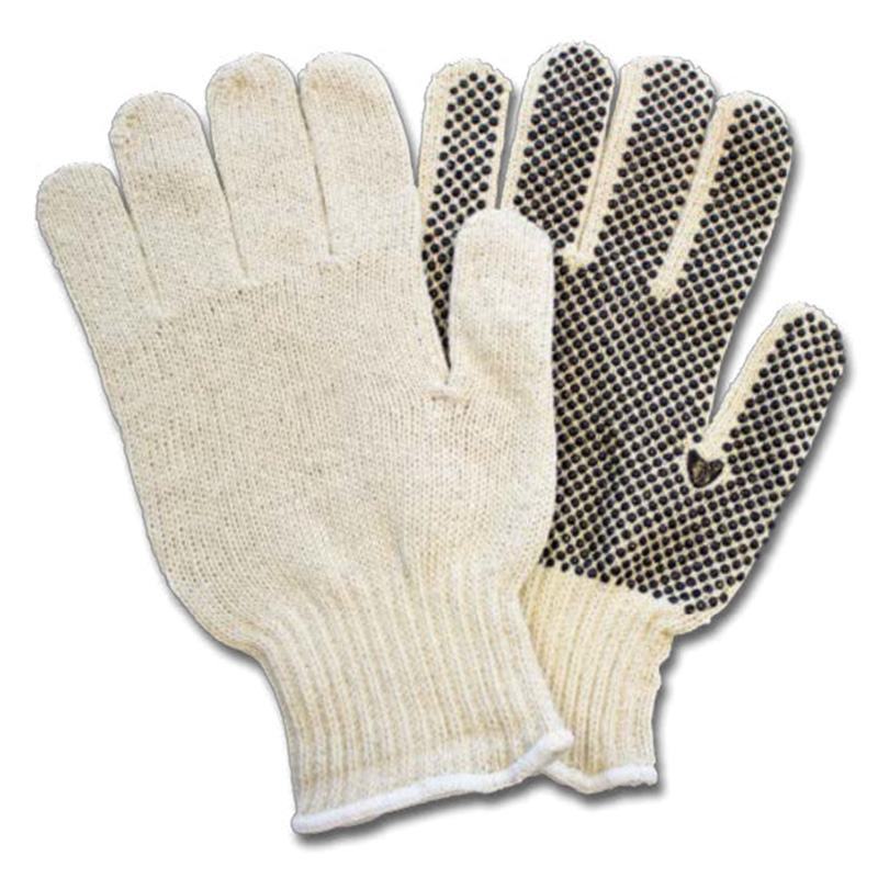 Safety Zone® Premium Cotton Polyester String Knit Gloves w/ Black PVC ...