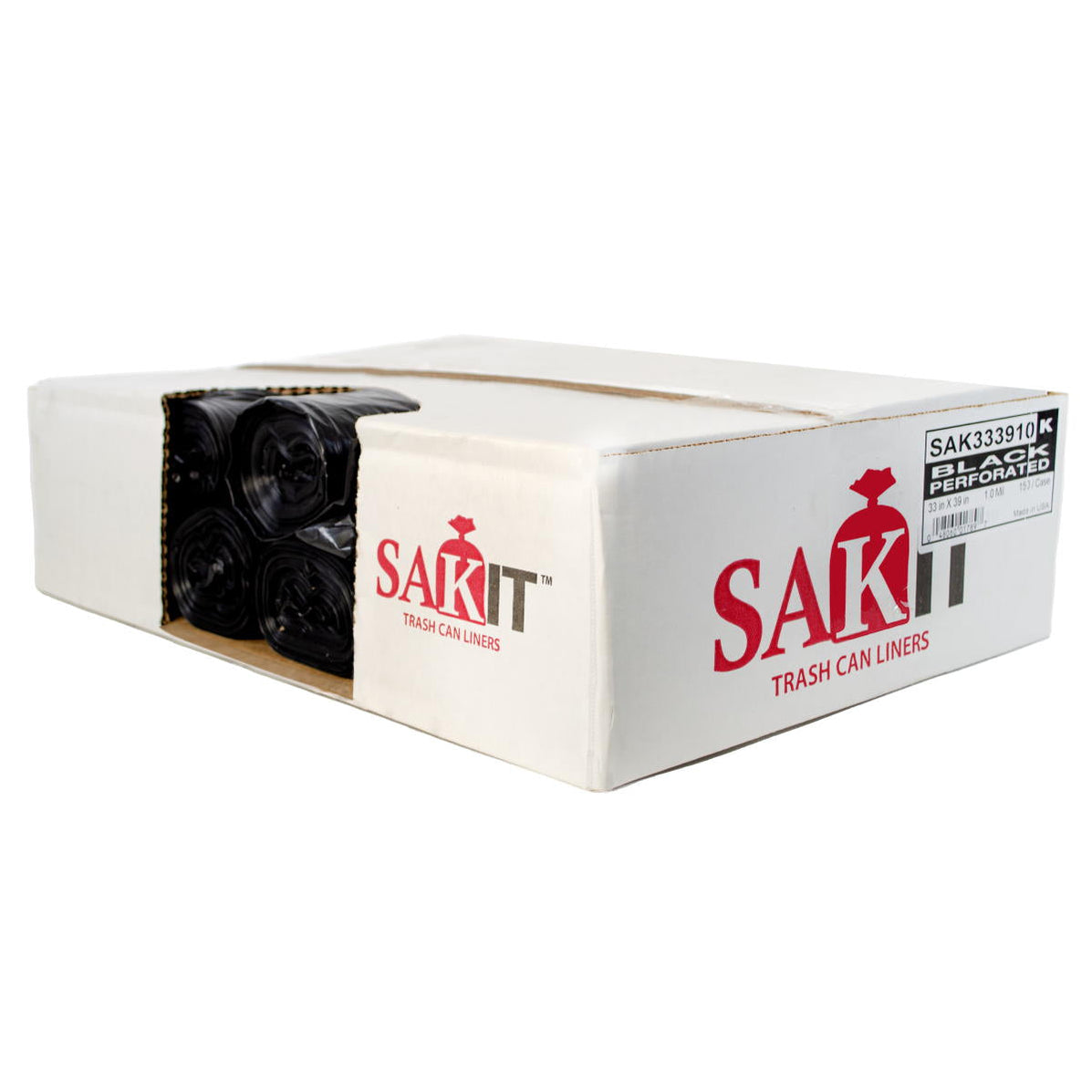 Sak-It™ 33 Gallon Black Low Density Coreless Trash Can Bags (33" x 39 ...