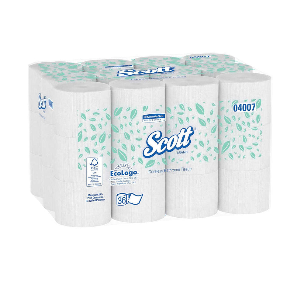 Scott® Essential™ #04007 Standard 2-Ply Coreless Toilet Paper (4" x 3.94" | 1000 Sheets | 328.33 ...