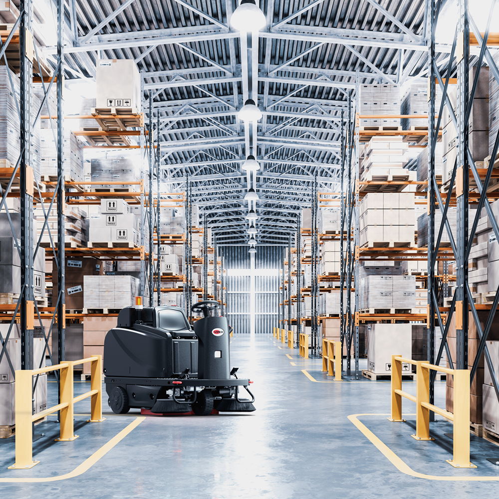 Viper ROS1300 Rider Floor Sweeper w/ Dust Control - 53" Sweeping Path ...