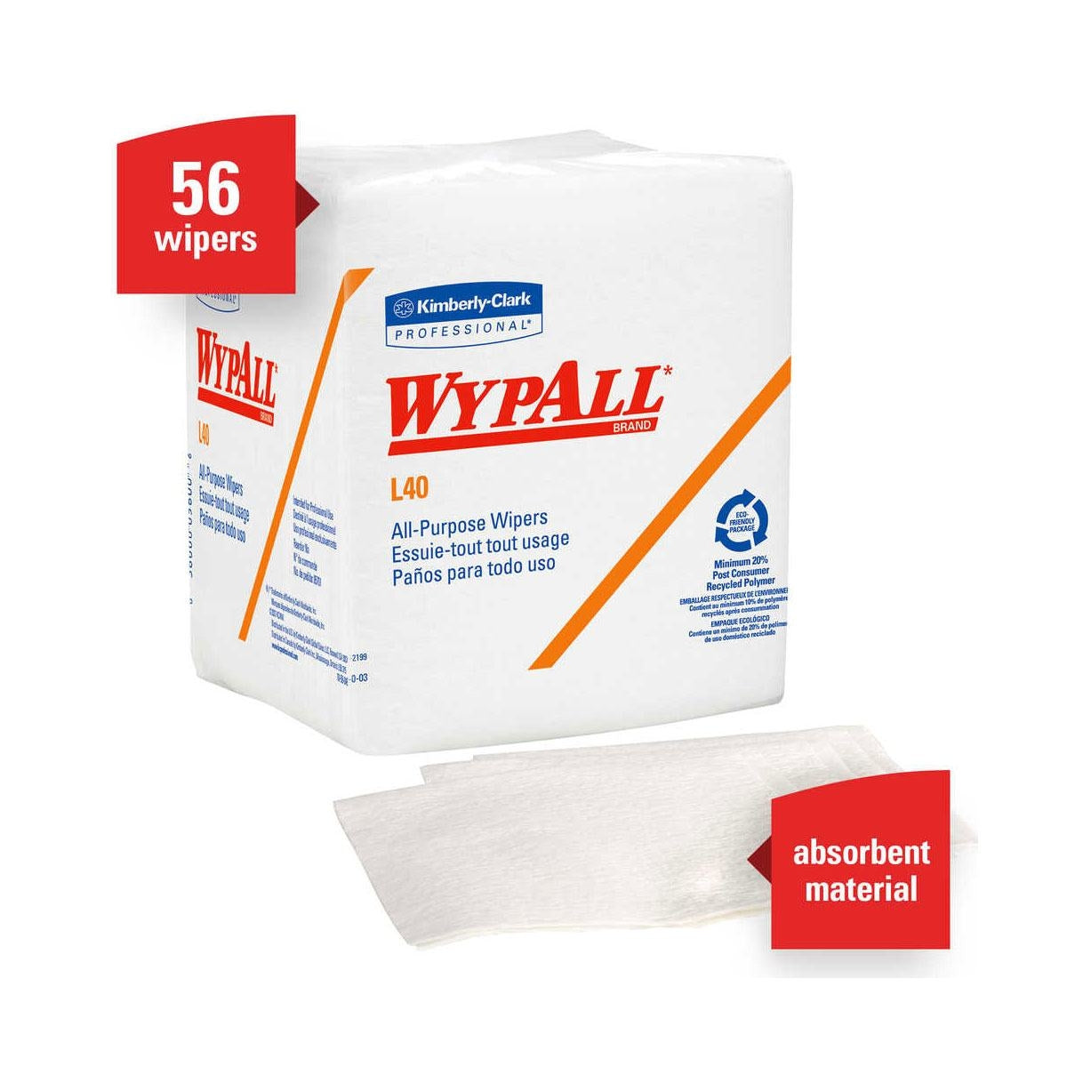 KC WypAll® XL40 White Disposable Wipes in a Box (#05701) - Case of 1008 — CleanFreak.com